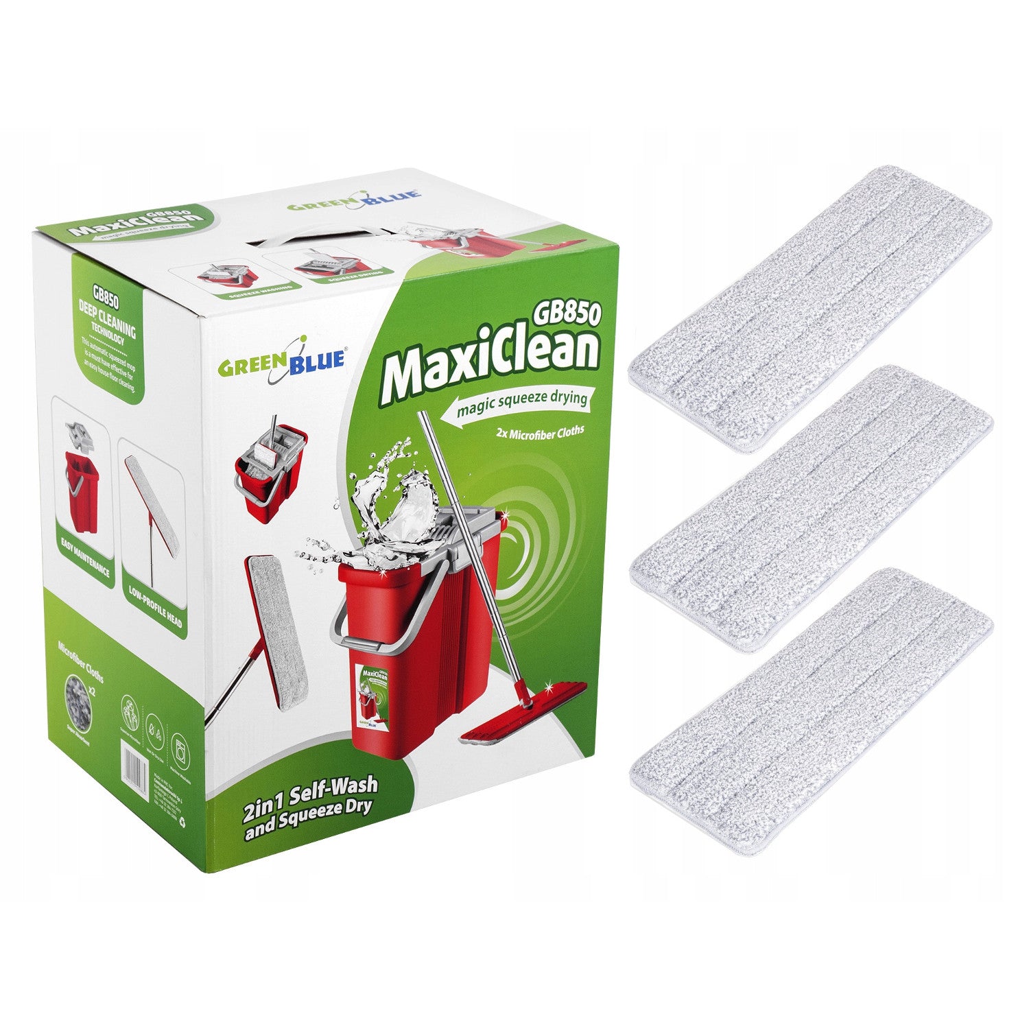 Flat Mop and 2-in-1 Bucket 8L Mop Set, Floor Mop, Mop, Cleaning System ...