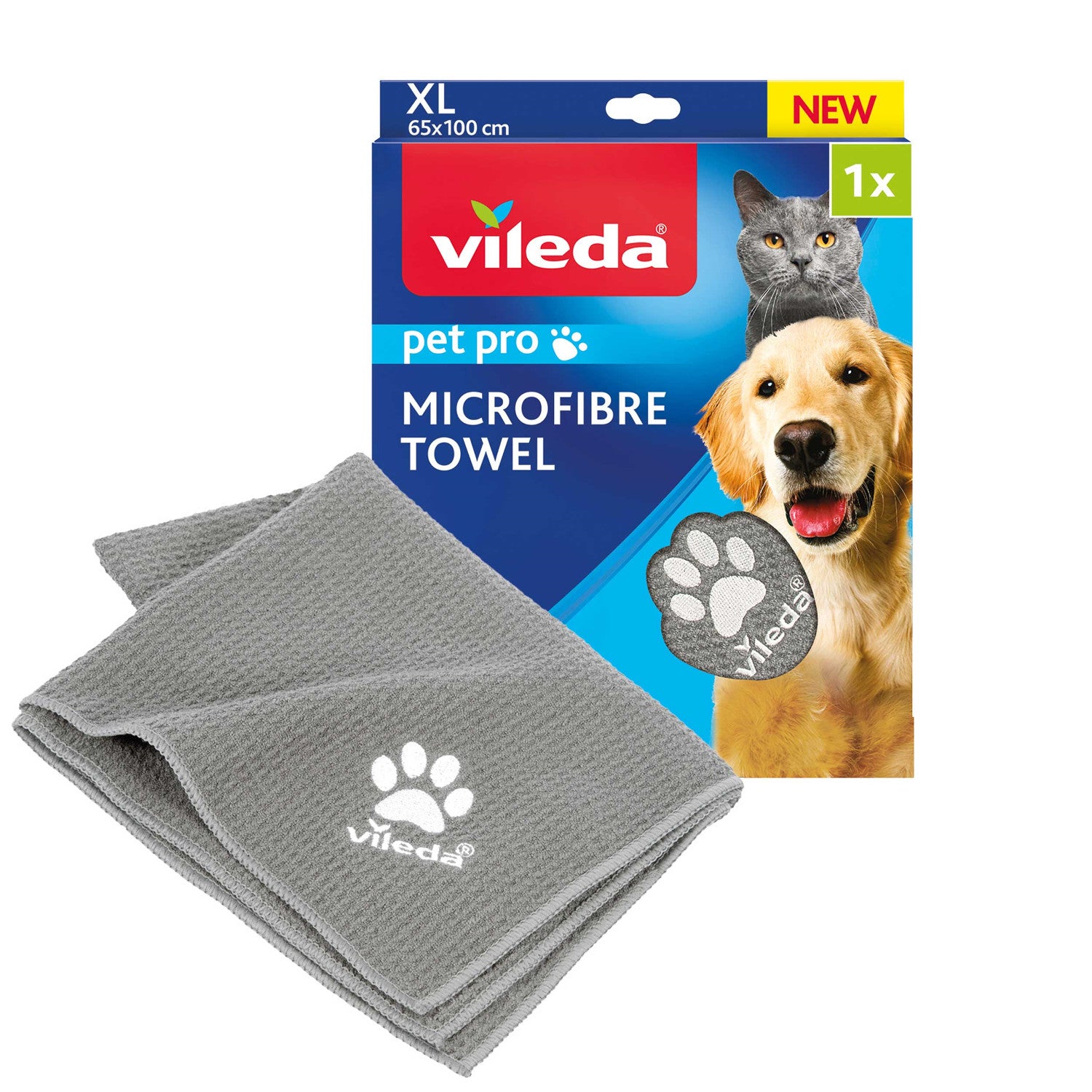 Vileda Pet Pro Microfiber Towel - XL Size, Ultra-Absorbent Towel Ideal ...