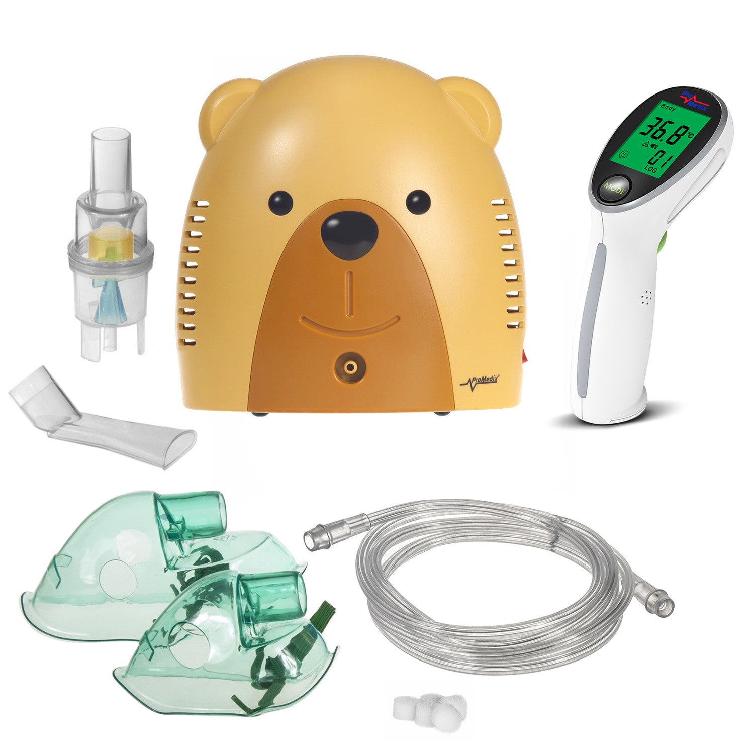 Promedix children's inhaler, teddy bear, nebulizer, mask, filter set ...