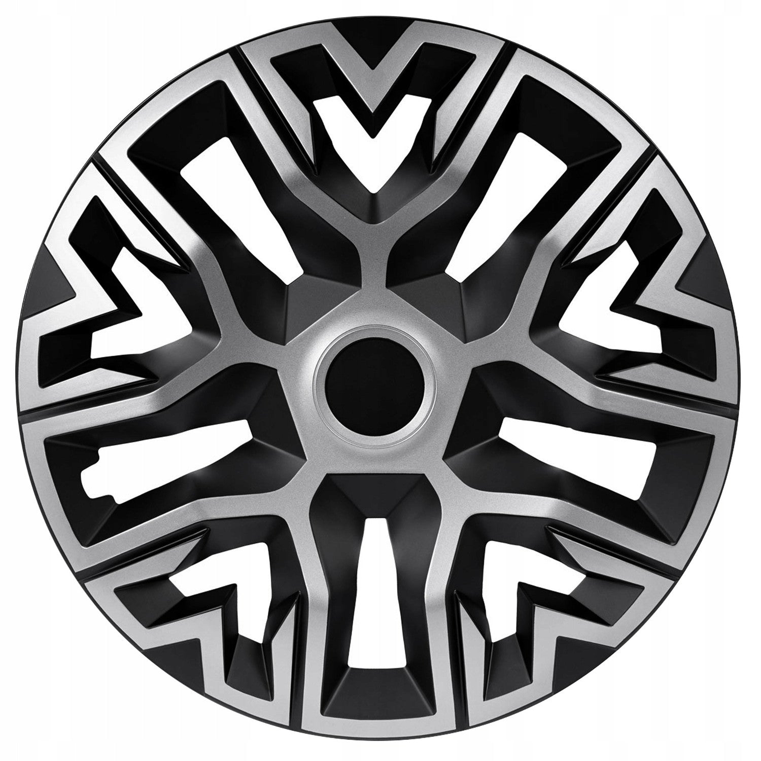 Universal hubcaps 14'' NRM The Best Bicolor silver and black 4 pieces ...