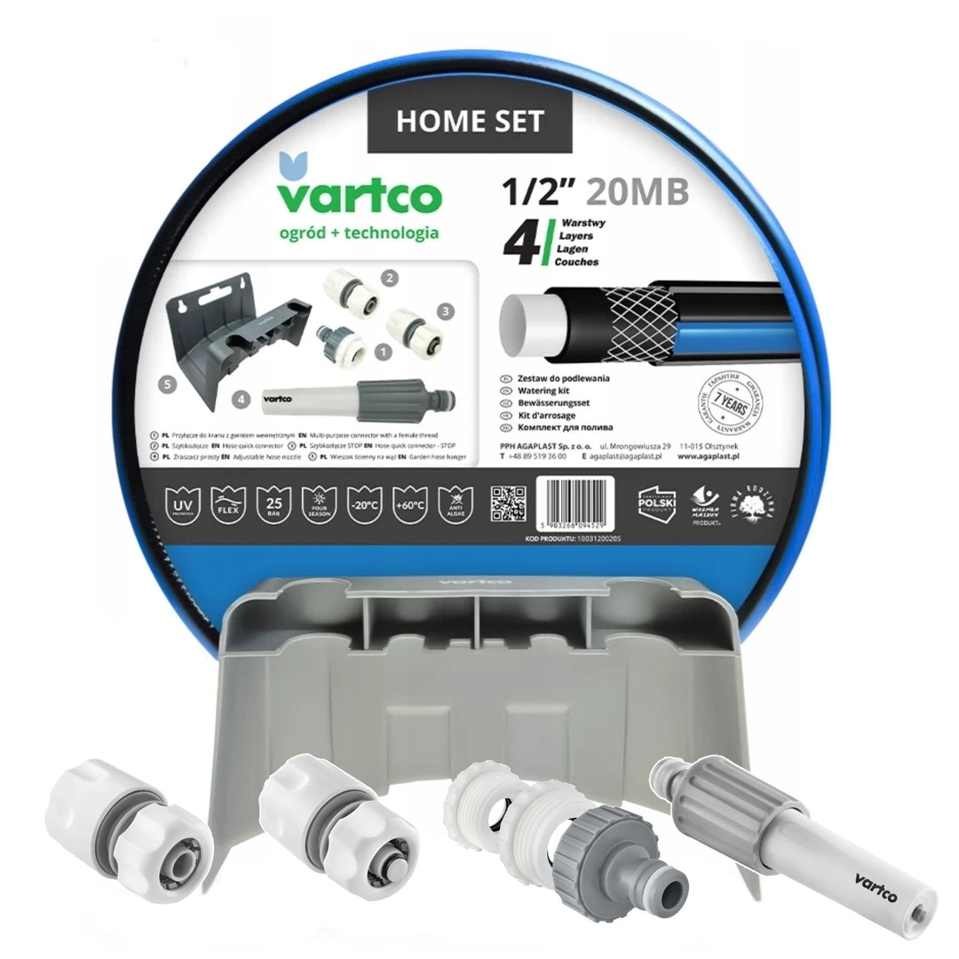 Vartco garden set, 1/2'' 20m hose, stop and go quick coupler, tap conn ...