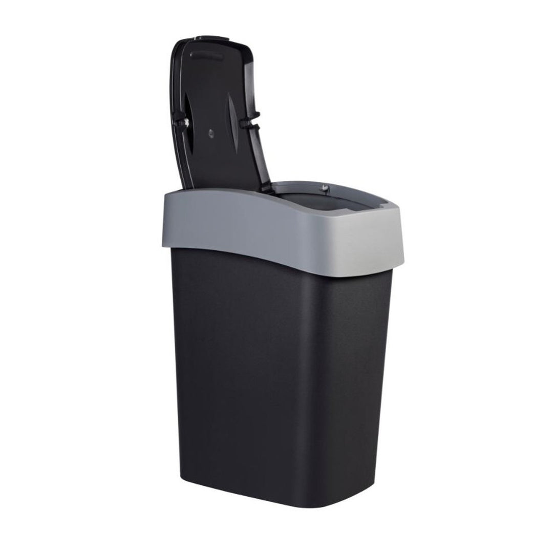 Curver waste garbage can, with lid, tilt out, 25l, black and silver, F ...