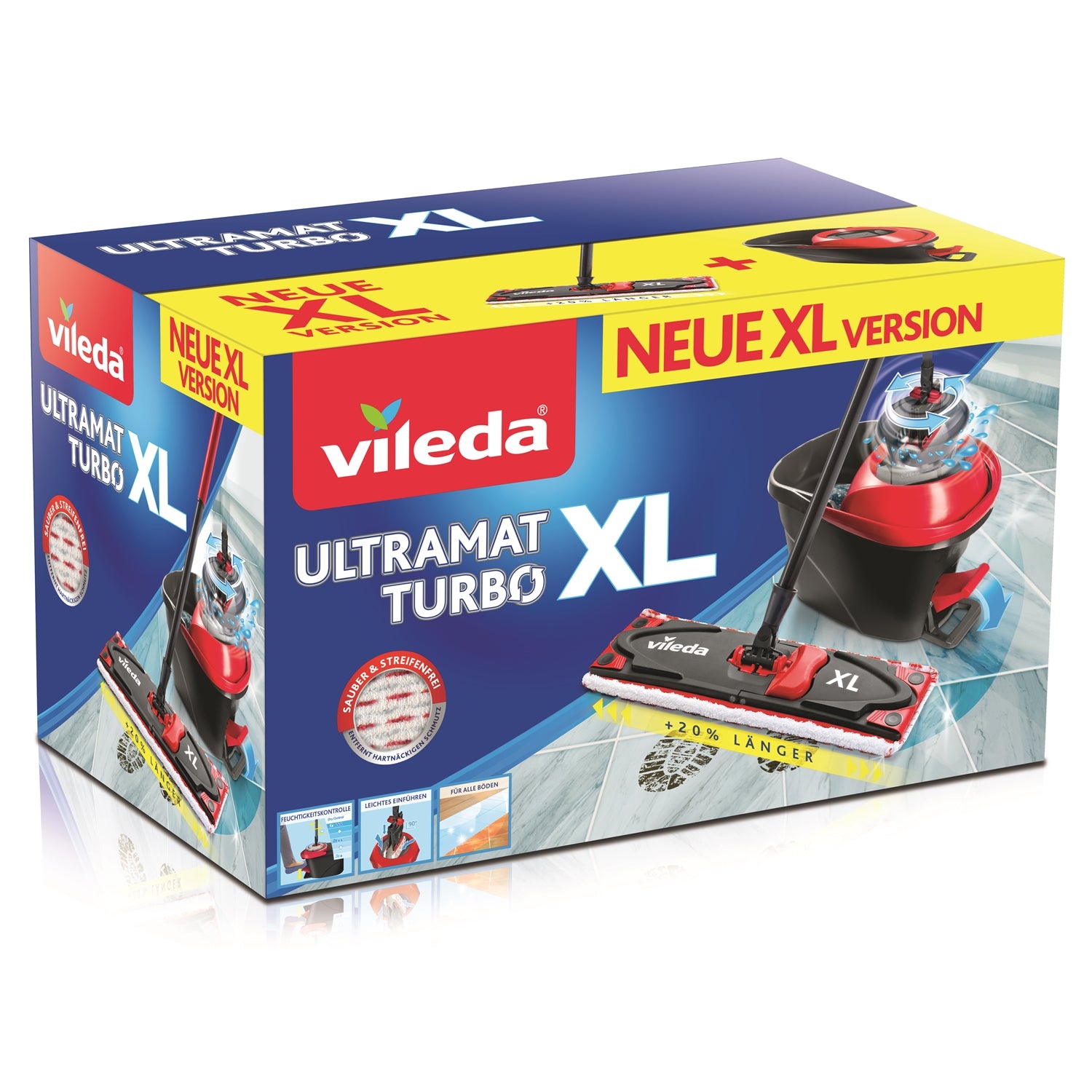 Vileda 163427 Vileda Ultramax Turbo XL Set Flat Mop Bucket Handle Rota ...