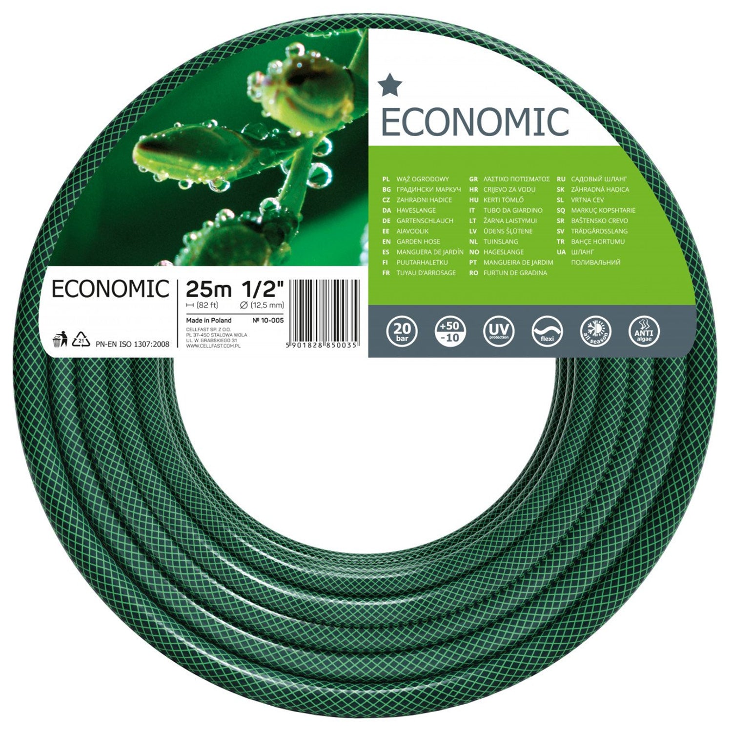 Cellfast Economic Garden Hose Pipe 1/2" 25m 3-layer Irrigation Waterin ...