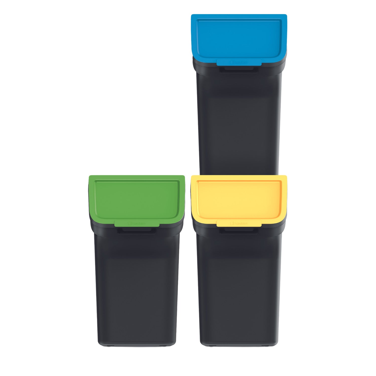 Keden Stackbox 3x 20L Recycling Sorting Waste Bin Set 3-Piece Black Se ...