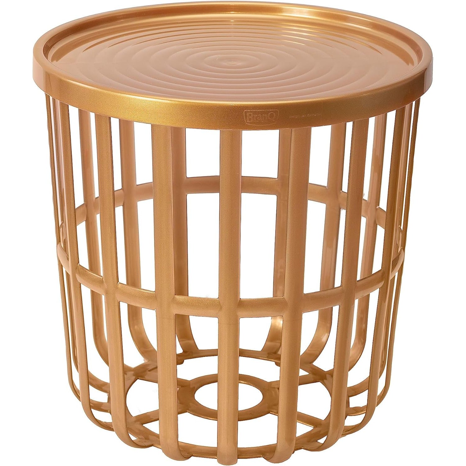 Branq Round Coffee Table with Storage Basket 40 x 40 x 40 cm Gold ...