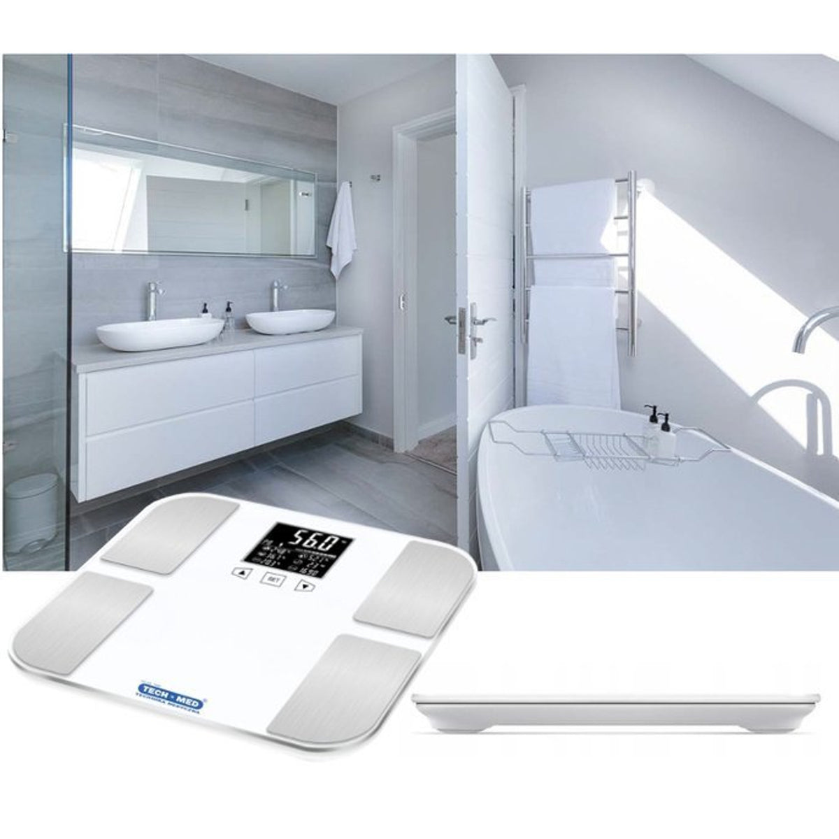 Analytical bathroom scale, BMI indicator, fat measurement, backlit LCD ...